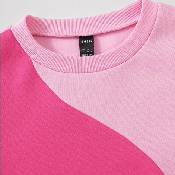 SHEIN | Sweaters | Pink Color Block Sweater | Poshmark